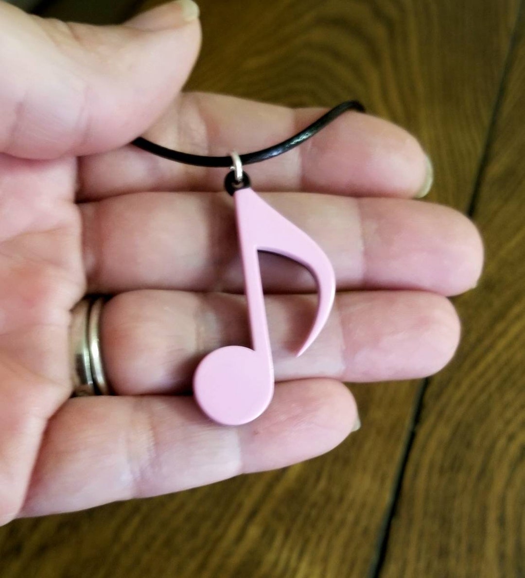 Music Note Necklace, Large Music Note Pendant, Eighth Note Necklace ...