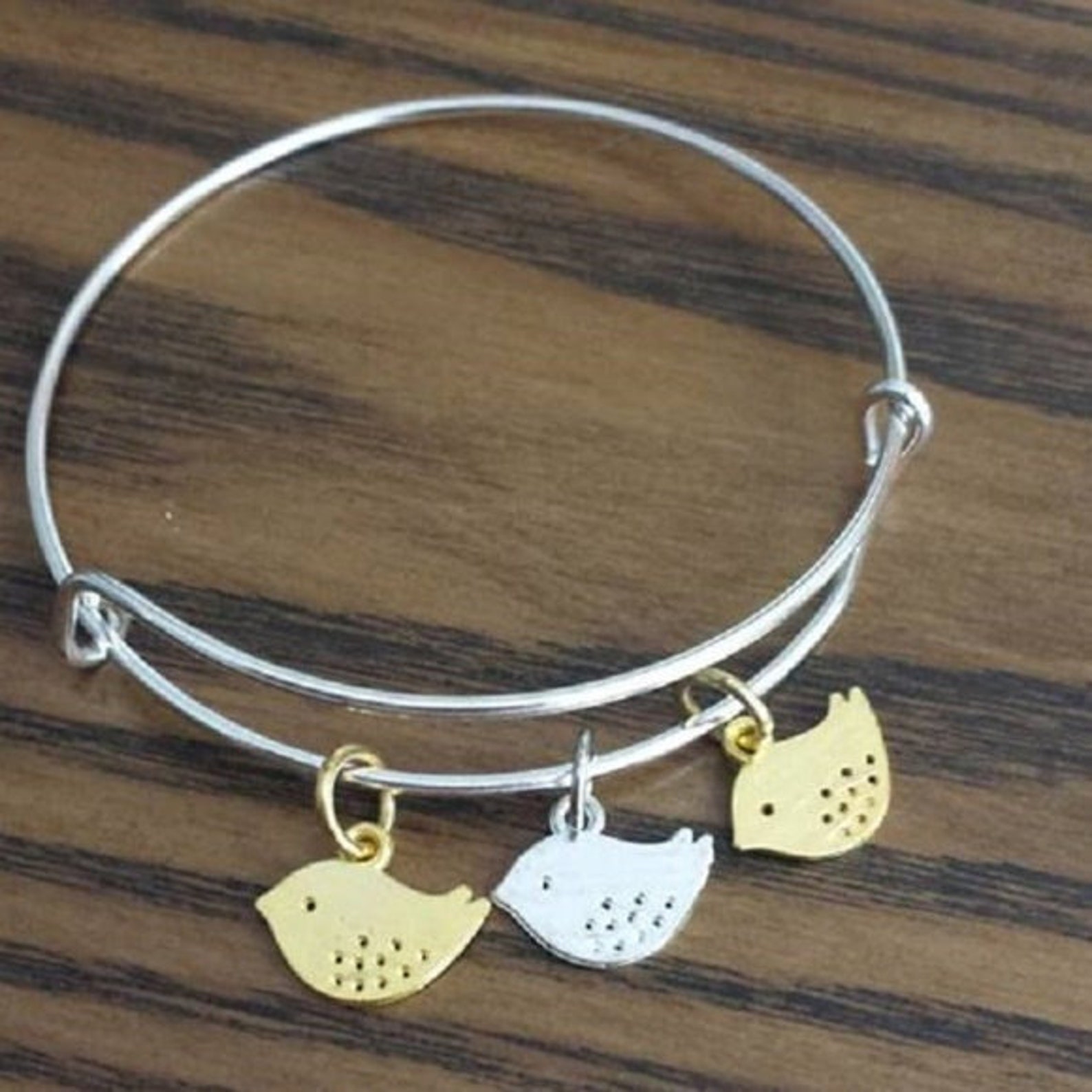 Three Little Birds Bracelet Two Tone Jewelry Charm Bracelet - Etsy