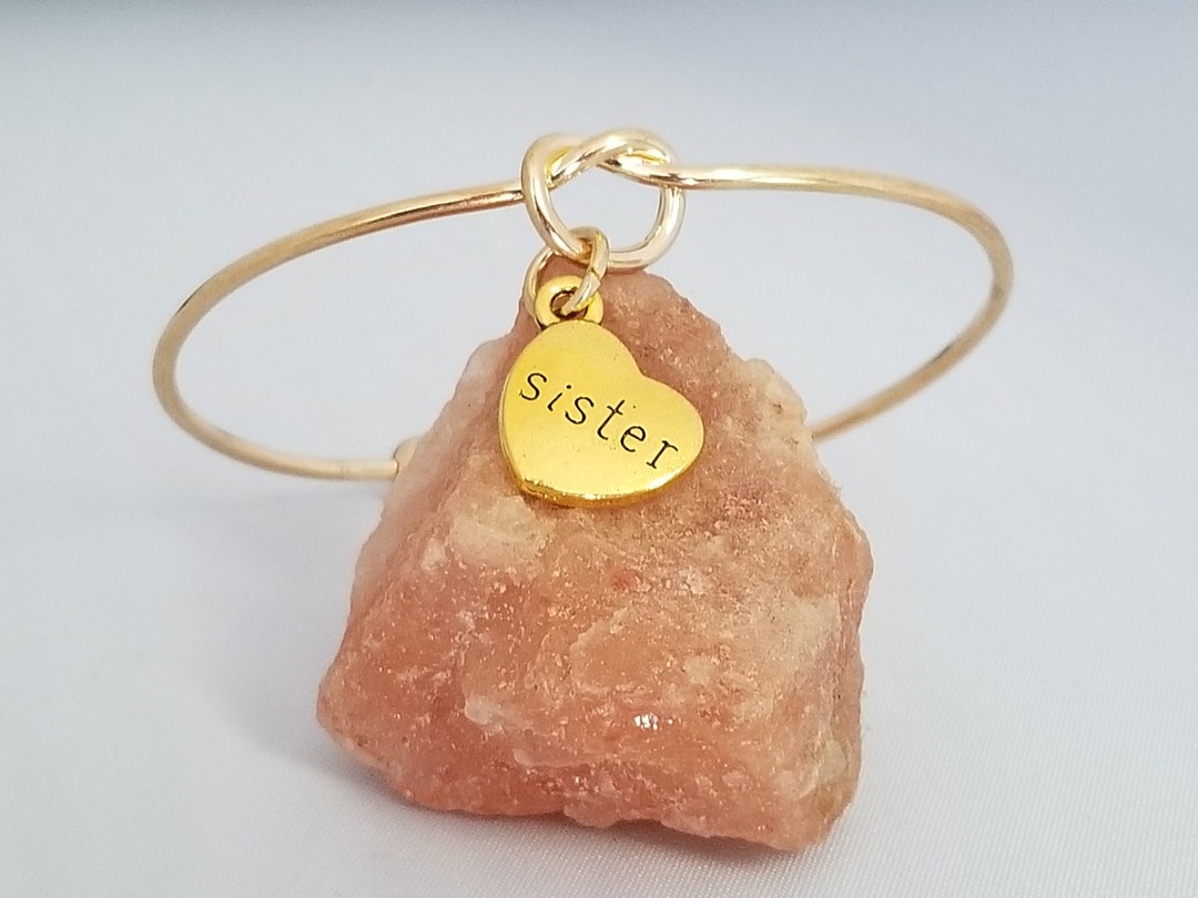 SISTER Bracelet, Sister Jewelry, Gold Knot Bracelet, Sister Charm ...