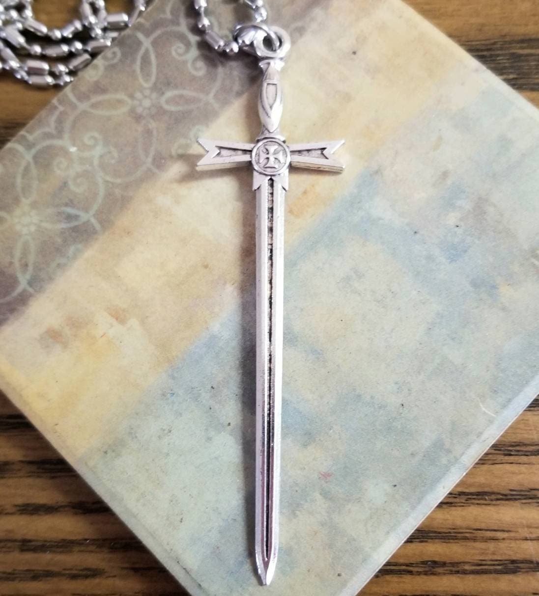 Knights Templar Necklace Knights Templar Sword Necklace - Etsy
