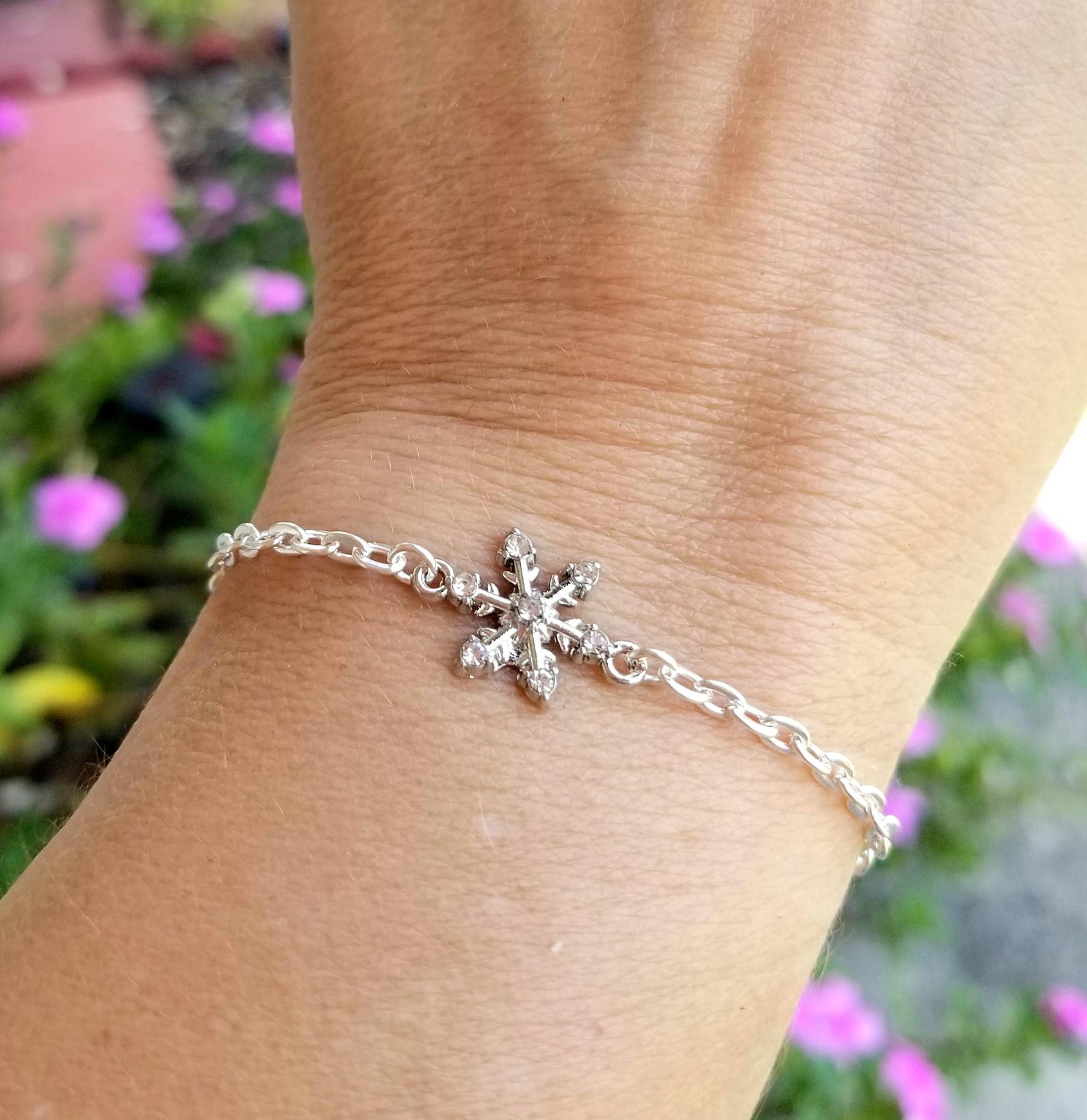 Snowflake Bracelet, 925 Silver Snowflake Bracelet, Winter Jewelry, Gift ...