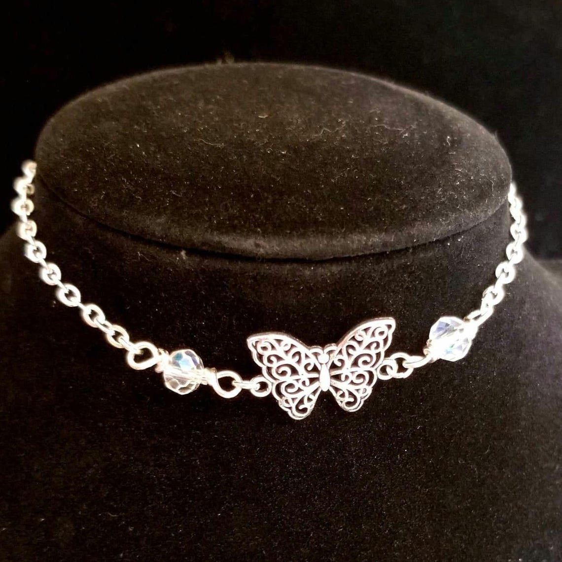 Silver Butterfly Anklet, Crystal Butterfly Anklet, Crystal Anklet ...