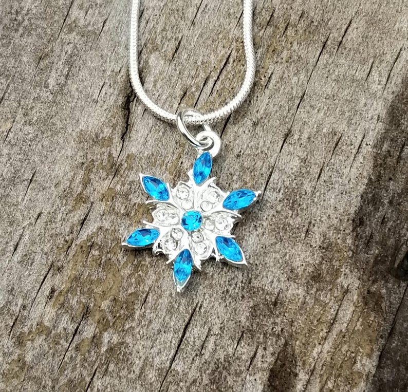 Sterling Silver Crystal Snowflake Necklace, Silver Snowflake Necklace ...