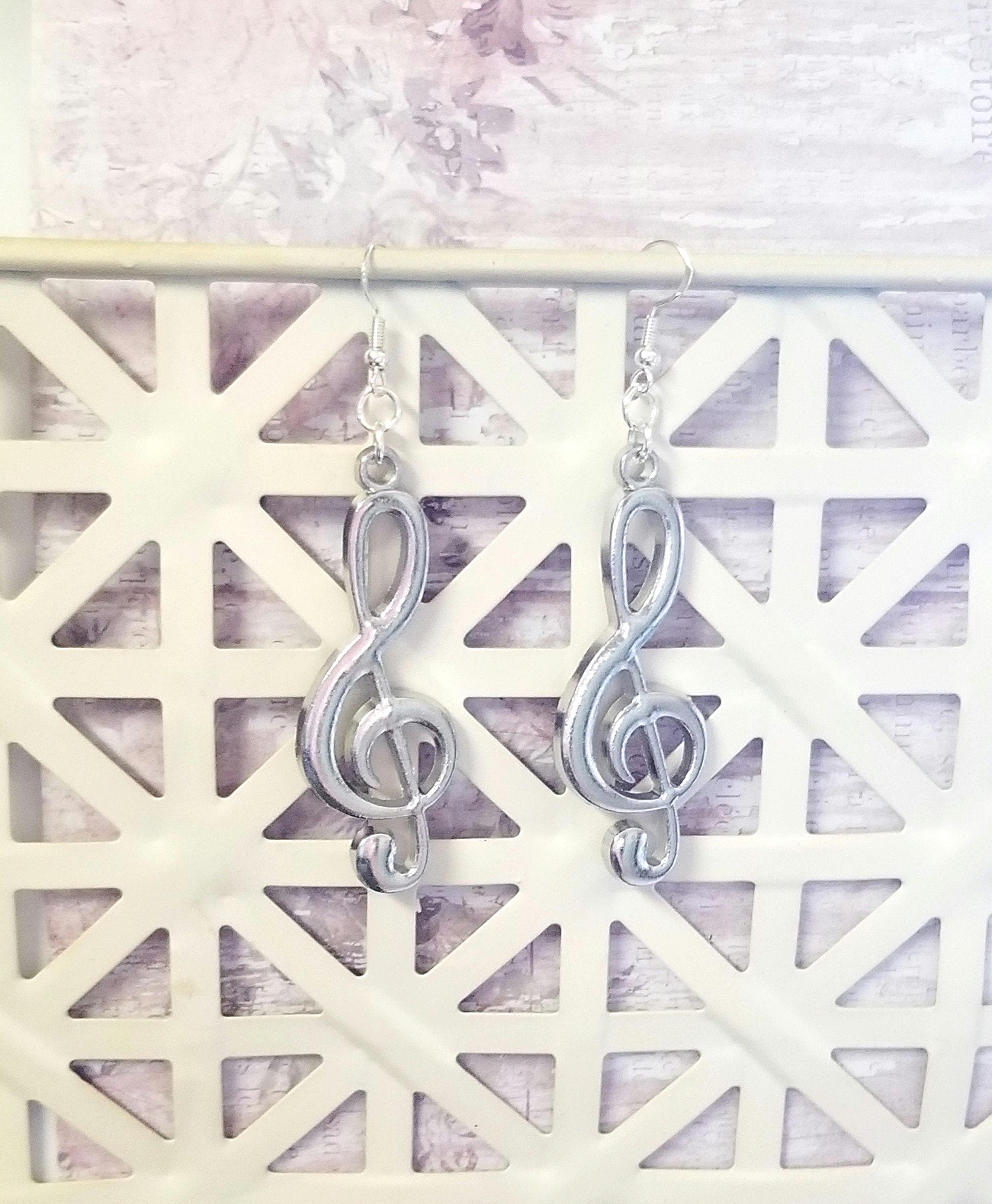 Treble Clef Earrings, Large Music Note Earrings, Music Note, Dangle ...