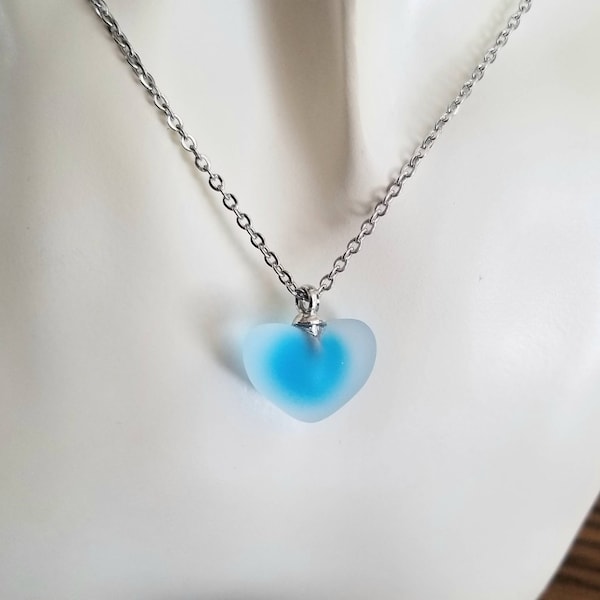Blue Heart Necklace - Etsy