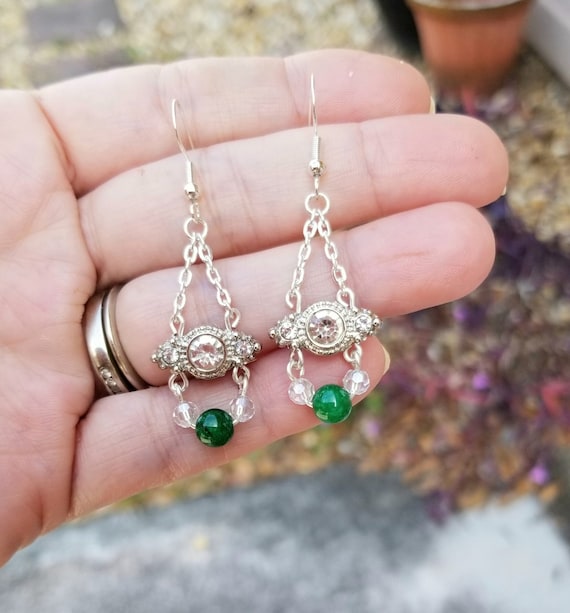 Silver and jade earrings store