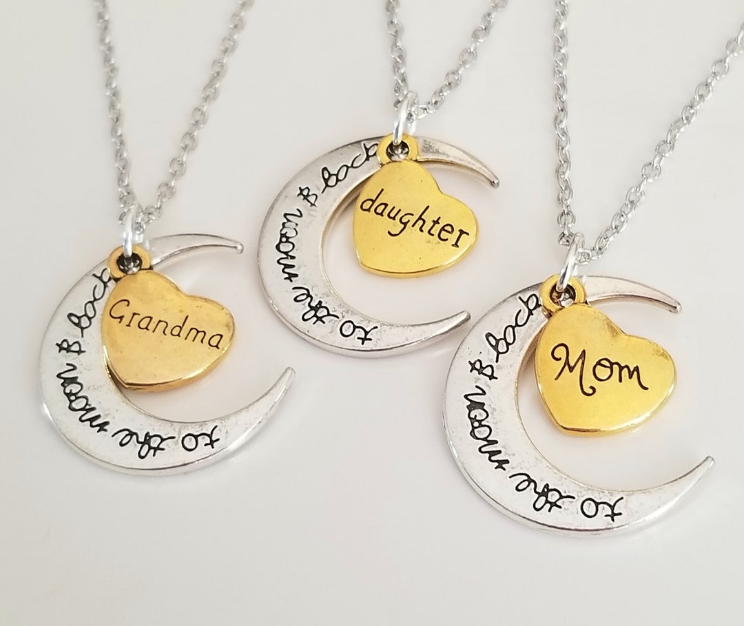 3pc Mom Daughter Grandma Necklace Set, 3 Generations Jewelry, Mom ...