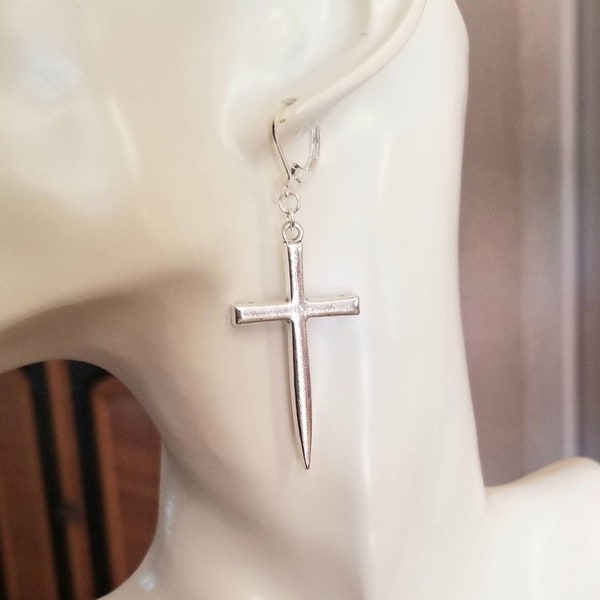 Cross Earrings Men - Etsy