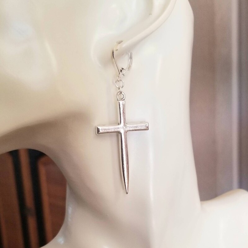 Cross Earrings Men - Etsy