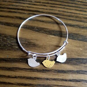 Three Little Birds Bracelet, Two Tone Jewelry, Charm Bracelet ...