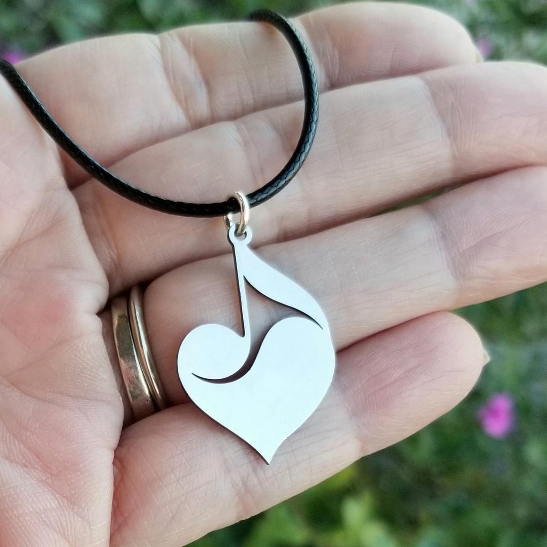 Silver Eighth Note Necklace, Music Note Necklace, Music Lover Gift ...
