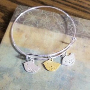 Three Little Birds Bracelet, Two Tone Jewelry, Charm Bracelet ...