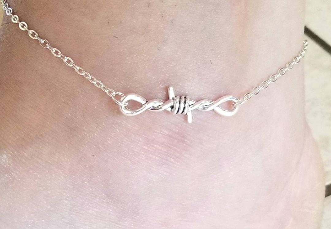 Silver Anklet, Barbed Wire Anklet, Silver Ankle Bracelet, Barbed Wire ...