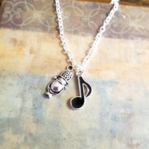 Eighth Note Necklace, Music Jewelry, Microphone Necklace, Eighth Note ...