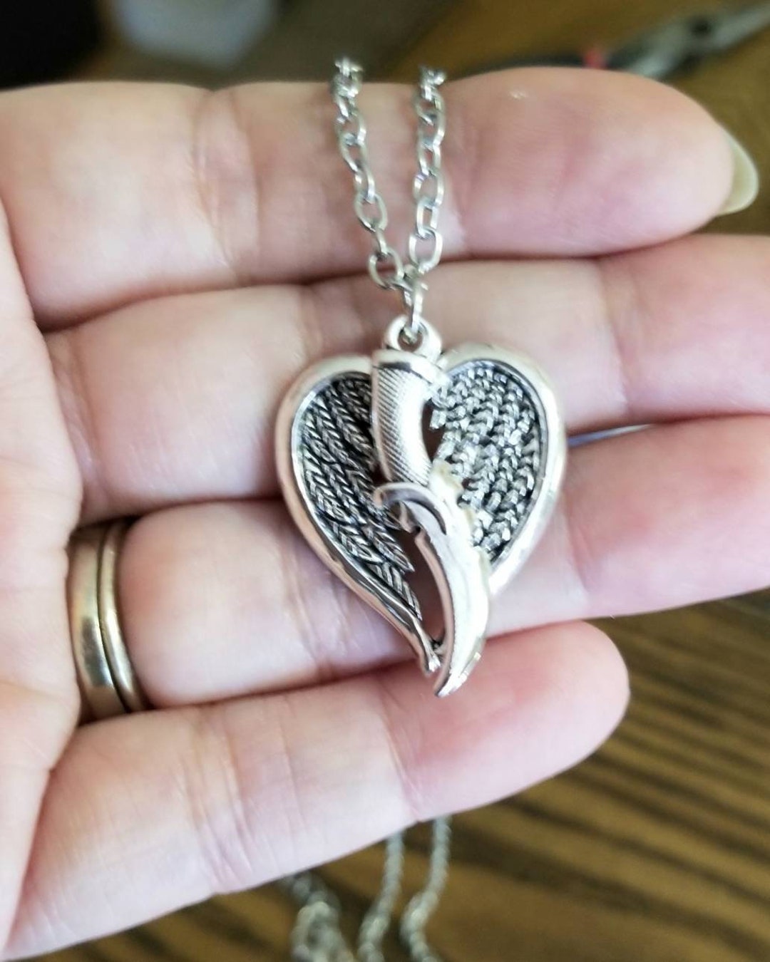 Heart & Dagger Necklace, Angel Dagger Necklace, Supernatural, Angel ...
