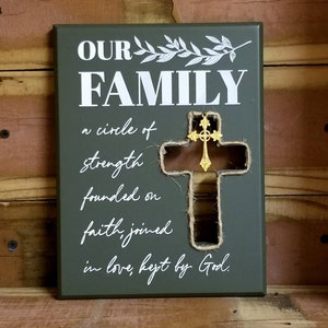 Our Family Wooden Sign, Cross Wood Wall Plaque, Art, Home Decor ...