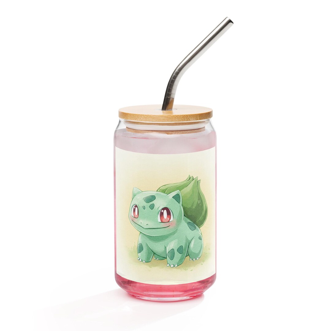 Bulbasaur Inspired Fan Art Glass Cup 16oz Fan Art Inspired Pokemon ...