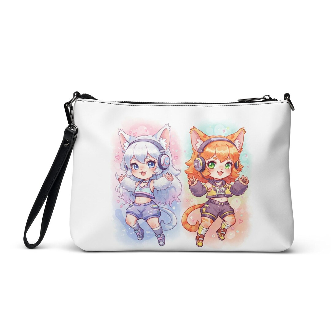 Kawaii Catgirl Duel Bag Anime Chibi Crossbody Purse Cute Gamer Fashion ...