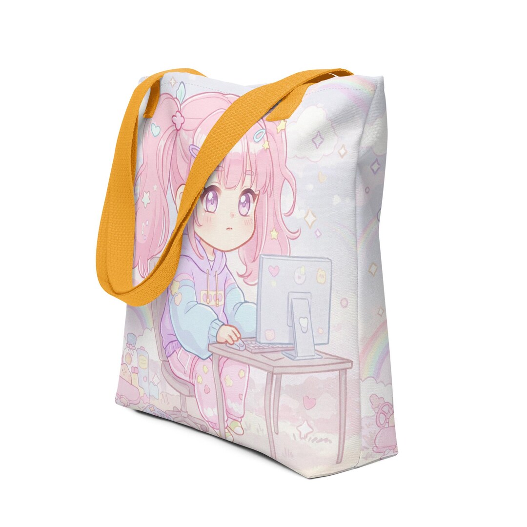 Kawaii Gamer Girl Tote Pastel Aesthetic Bag Cozy Gaming Setup Purse ...