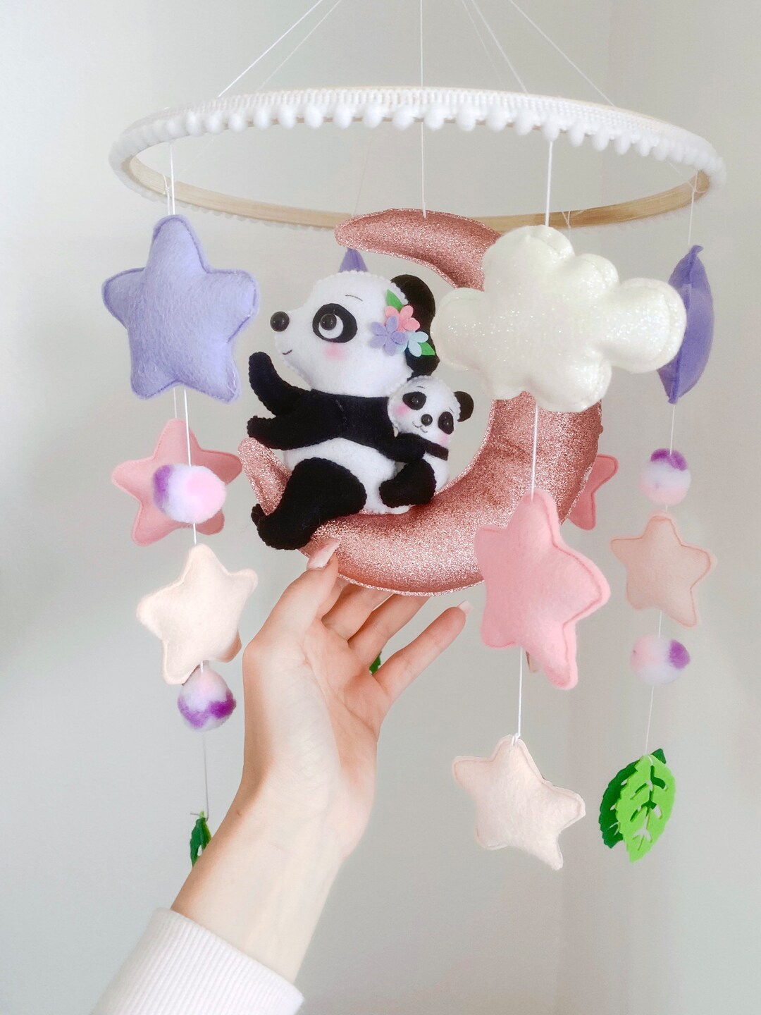 Panda Nursery Baby Mobile Panda Baby Mobile Pink Baby Mobile Cute Baby ...