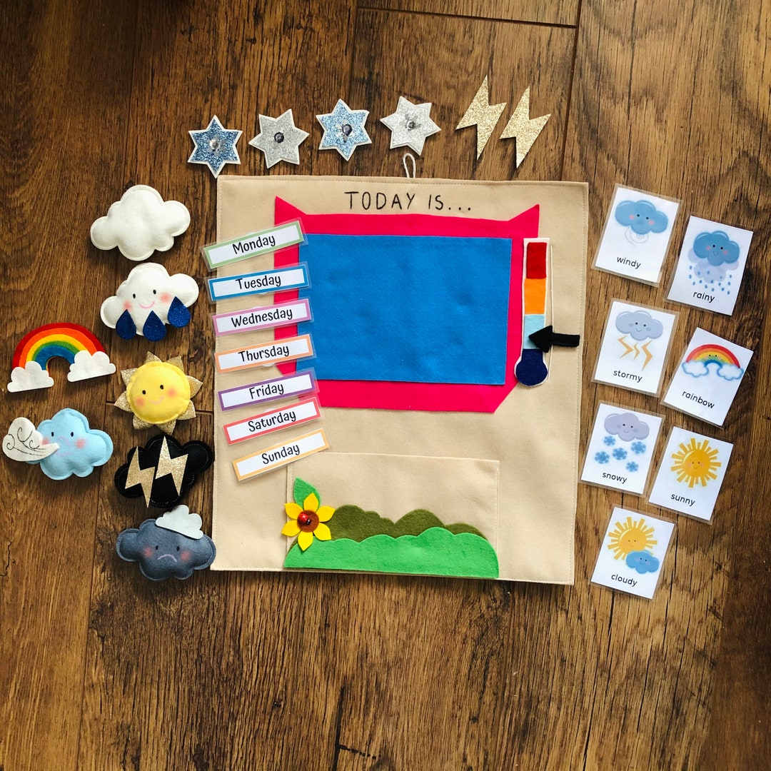 Felt Montessori Weather Chart Calendar, Preschool Toy Toddler ...