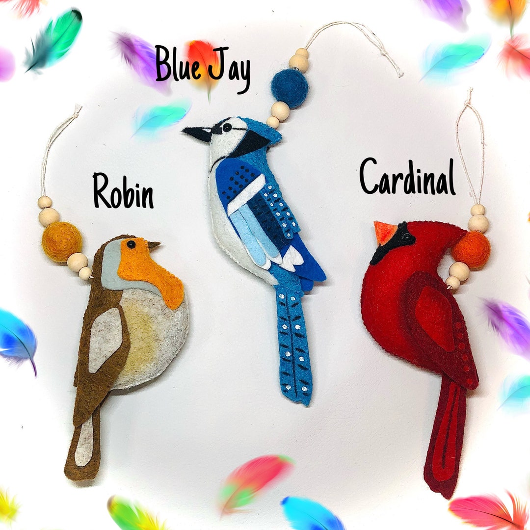 Felt Birds Felt Birds Decorations Felt Blue Jay Felt Cardinal Bird Felt ...