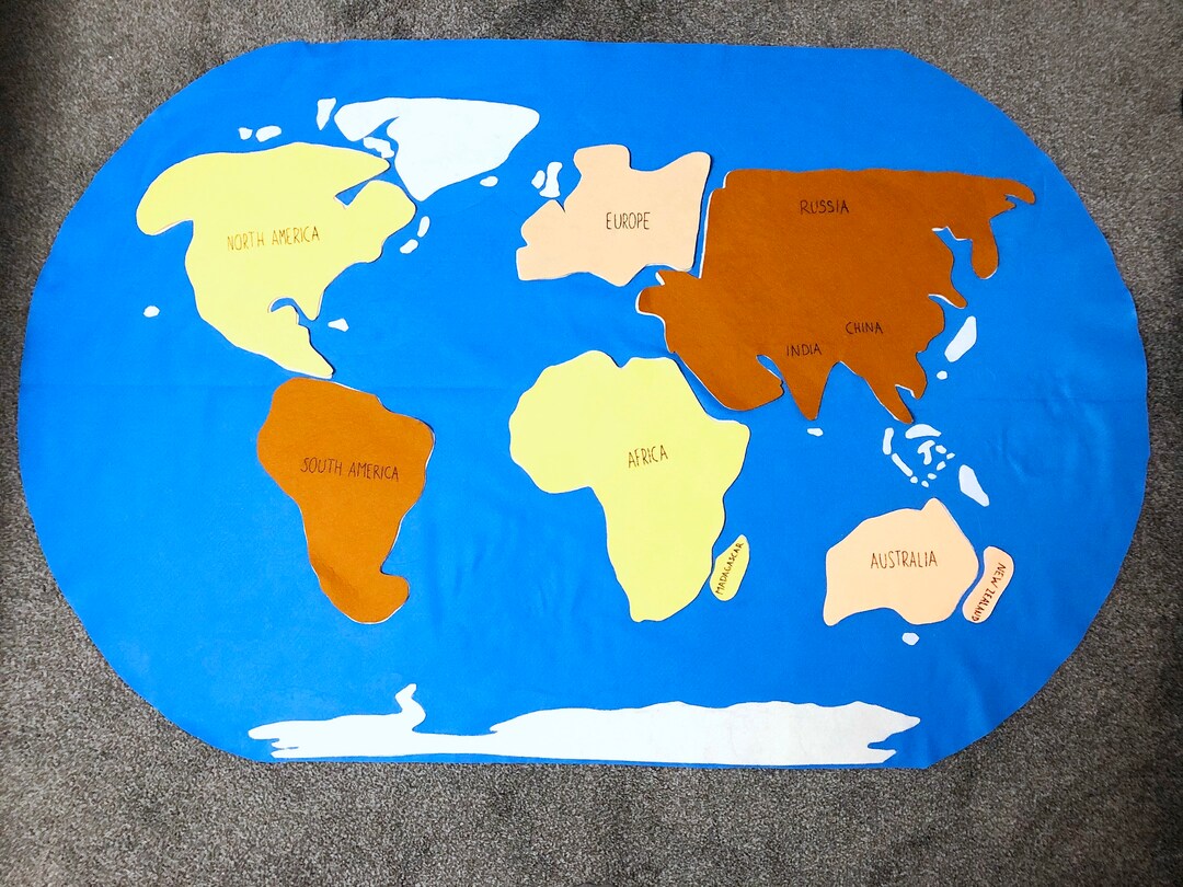 Montessori Felt Map Felt World Map - Etsy