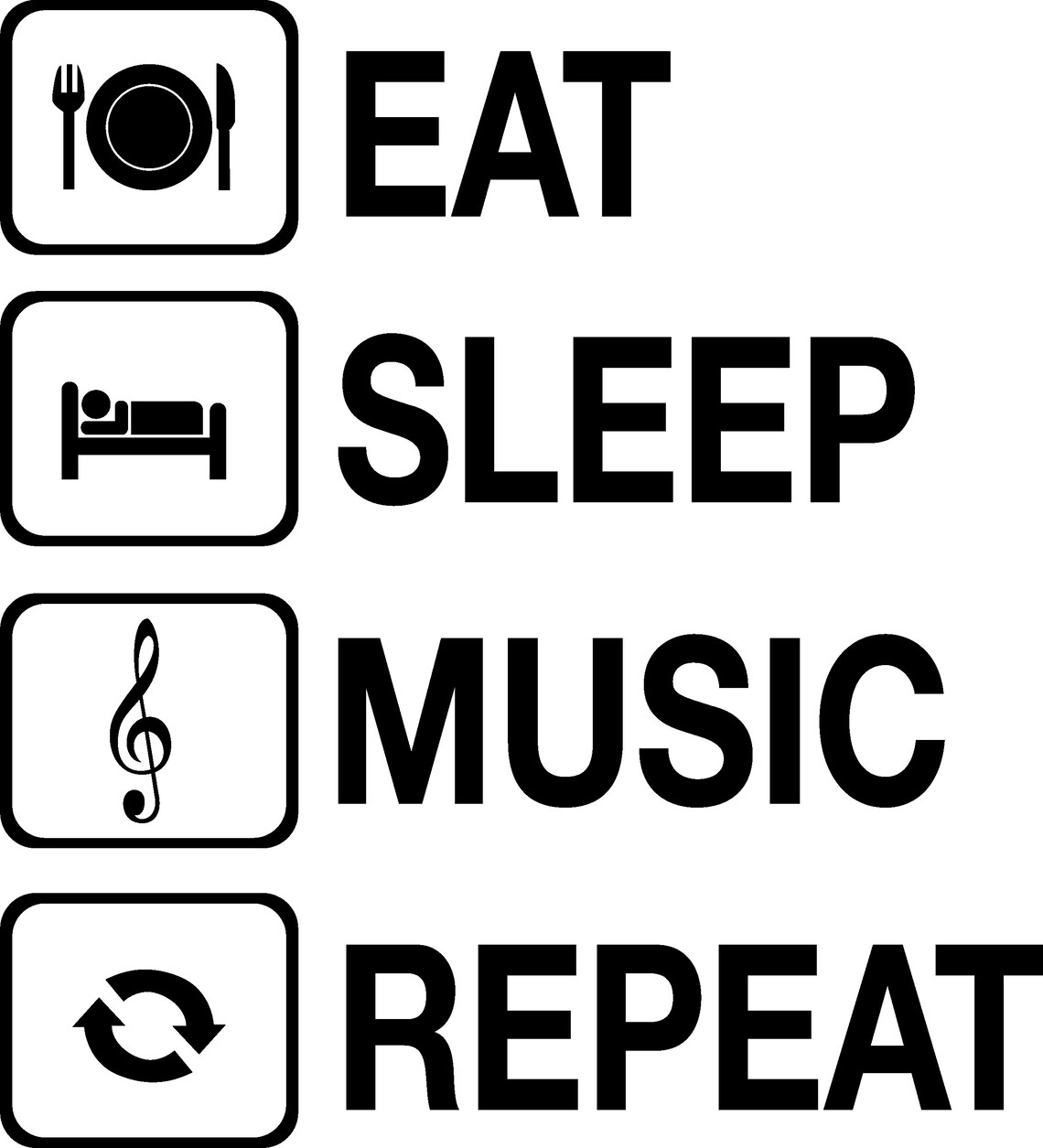Eat Sleep Music Repeat Black Unisex Short Sleeve T-shirt - Etsy UK