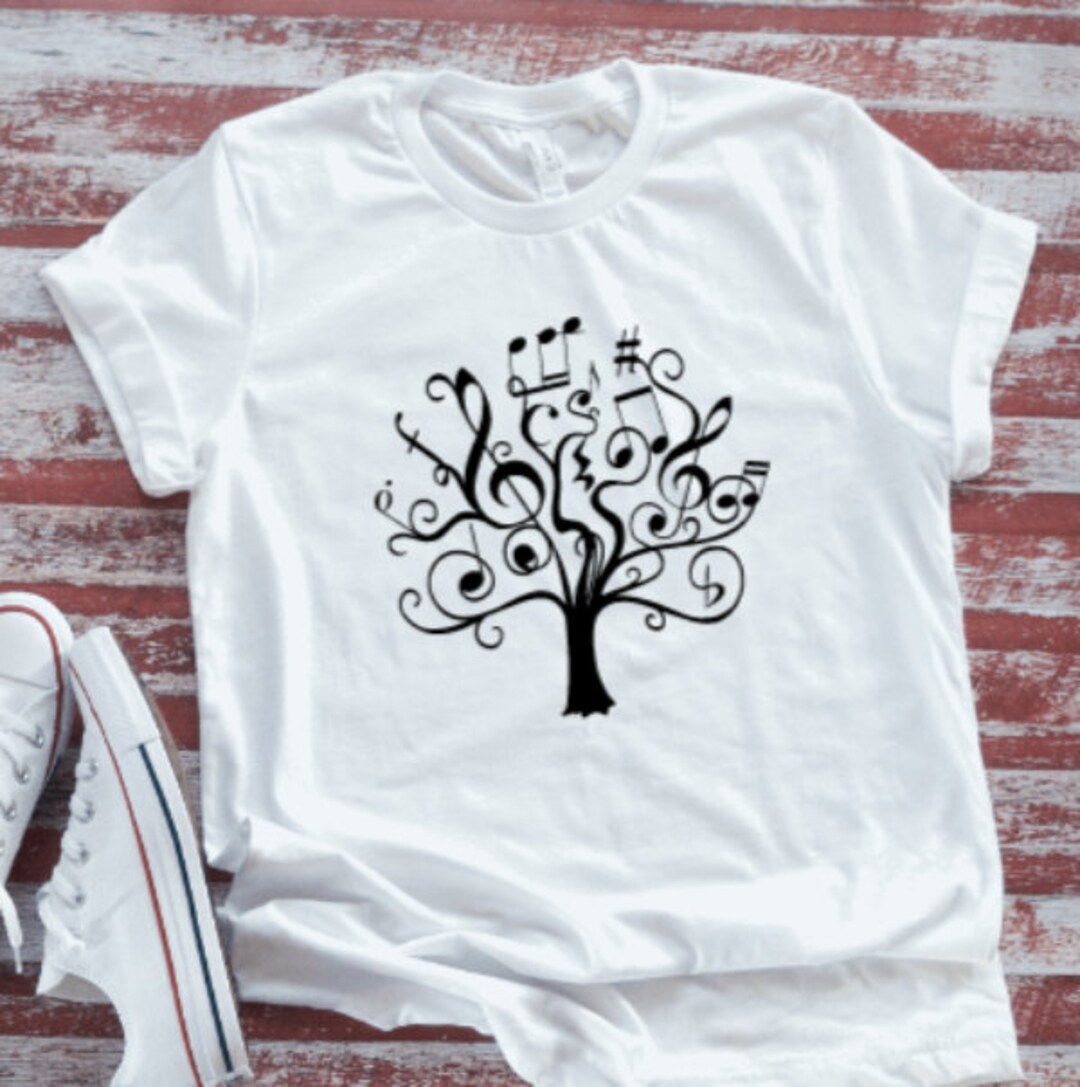 Music Tree, Unisex White Short Sleeve T-shirt With FREE SHIPPING - Etsy