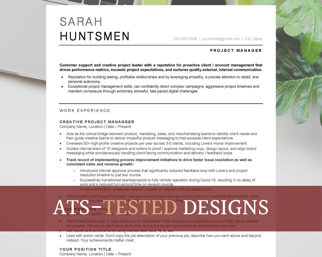 ATS Professional Resume Template for Word Download | Minimalist Resume ...
