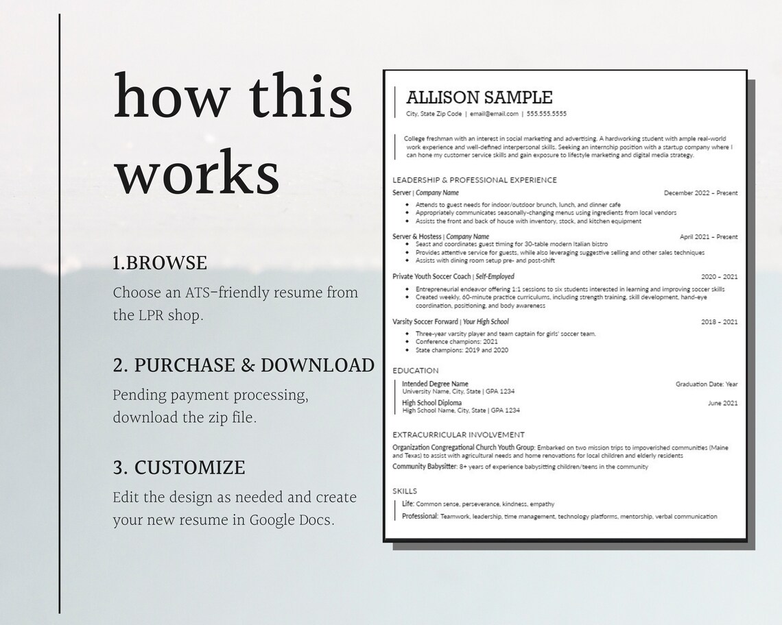 ATS Resume Template for Students Google Docs Modern Resume Template for ...