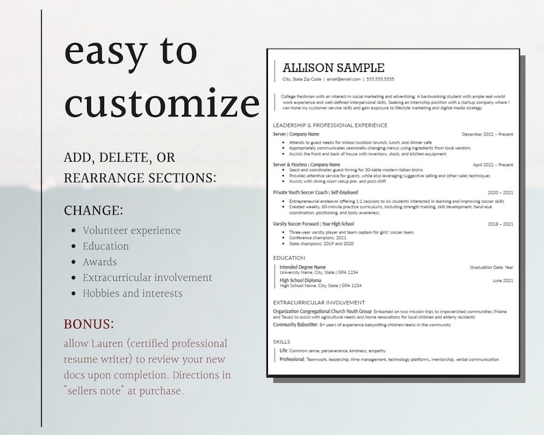 ATS Resume Template for Students Google Docs Modern Resume Template for ...