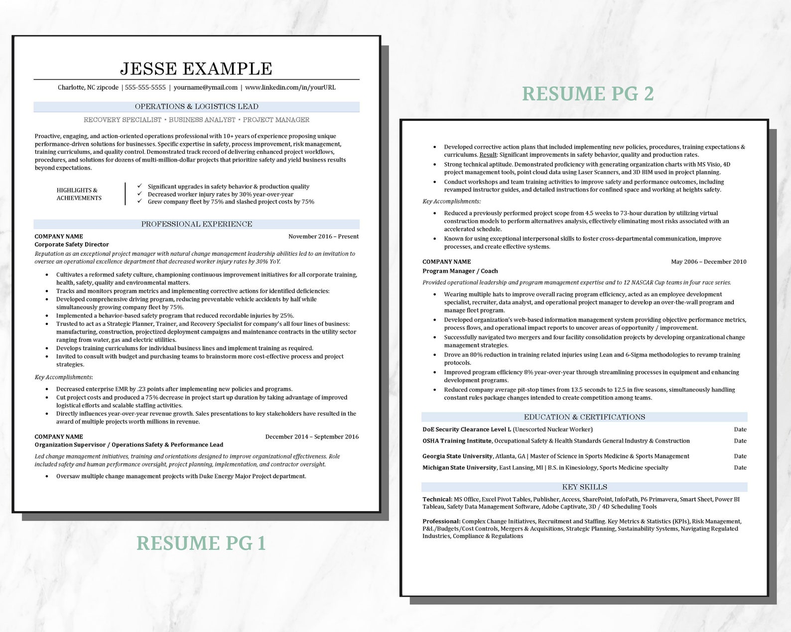 Clean ATS Professional Resume Template for Word Download Minimalist ...