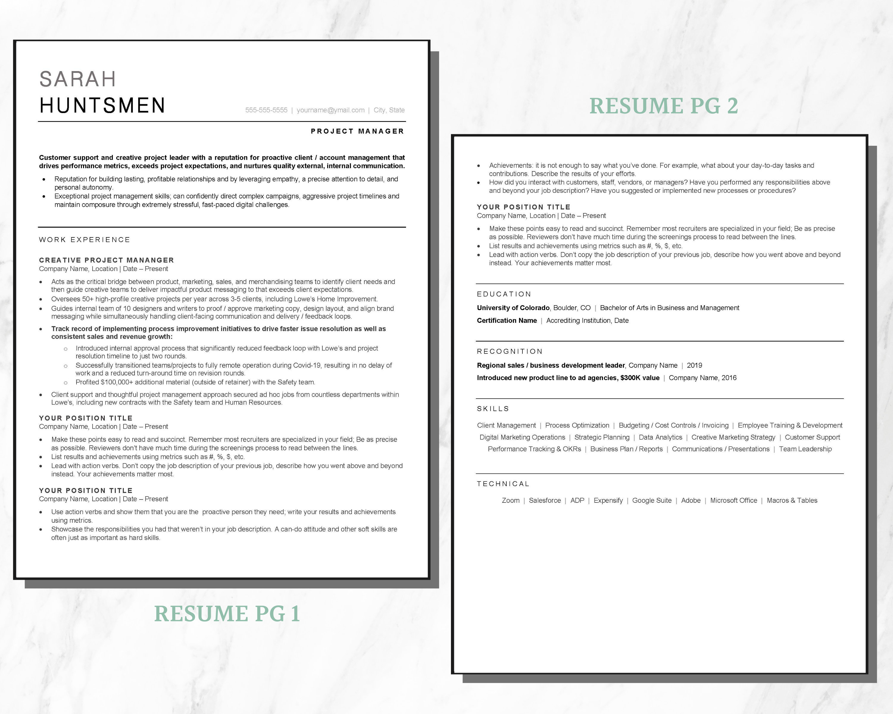 ATS Professional Resume Template for Word Download | Minimalist Resume ...
