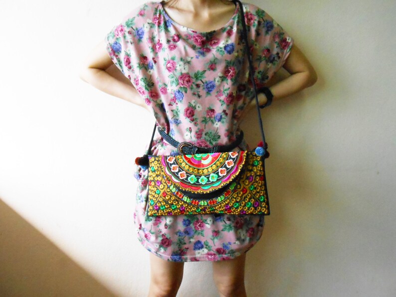 Handmade Cross-body Bag From Thailand. Slim Cross Body String Decorate ...