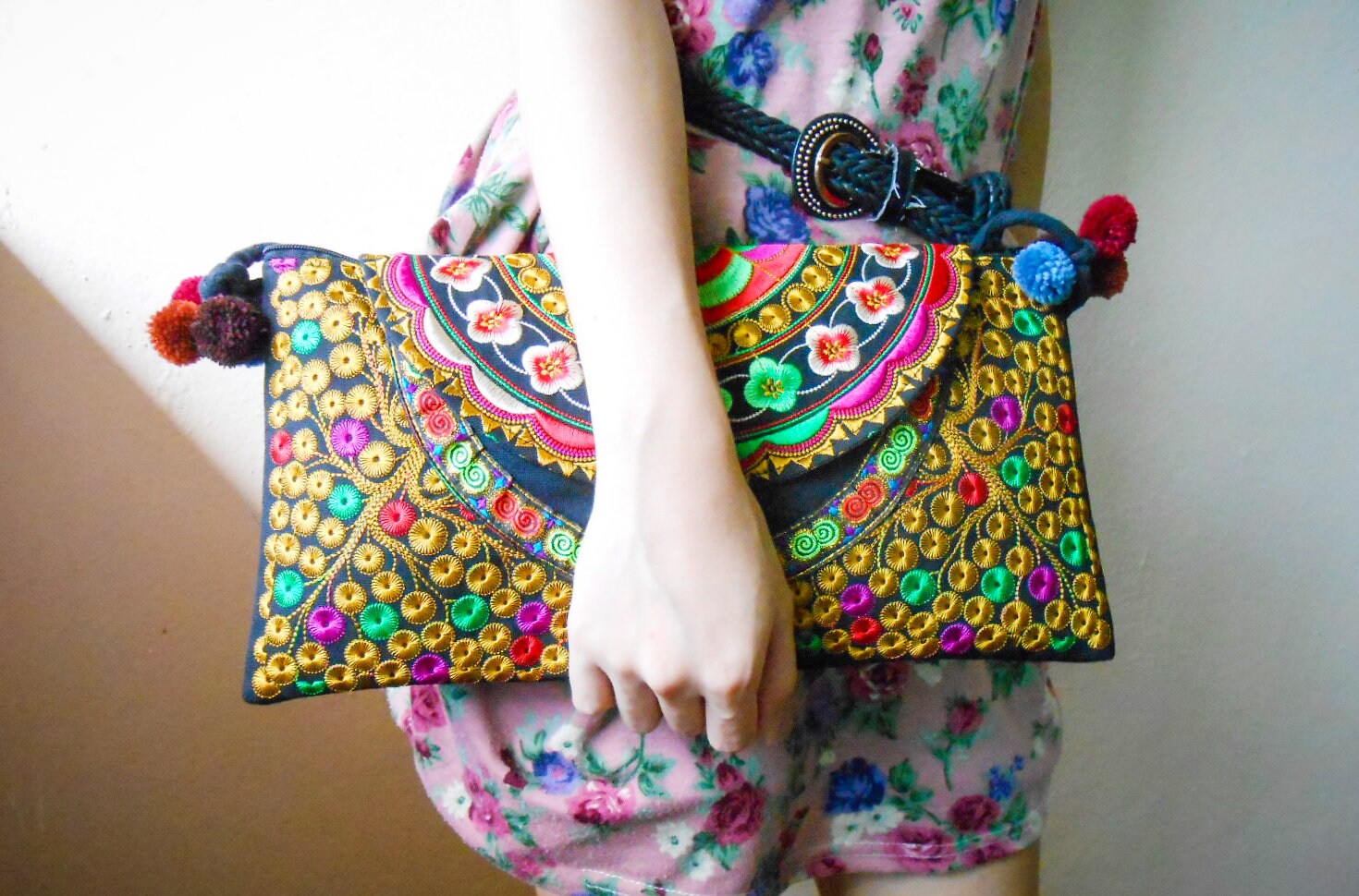 Handmade Cross-body Bag From Thailand. Slim Cross Body String Decorate ...