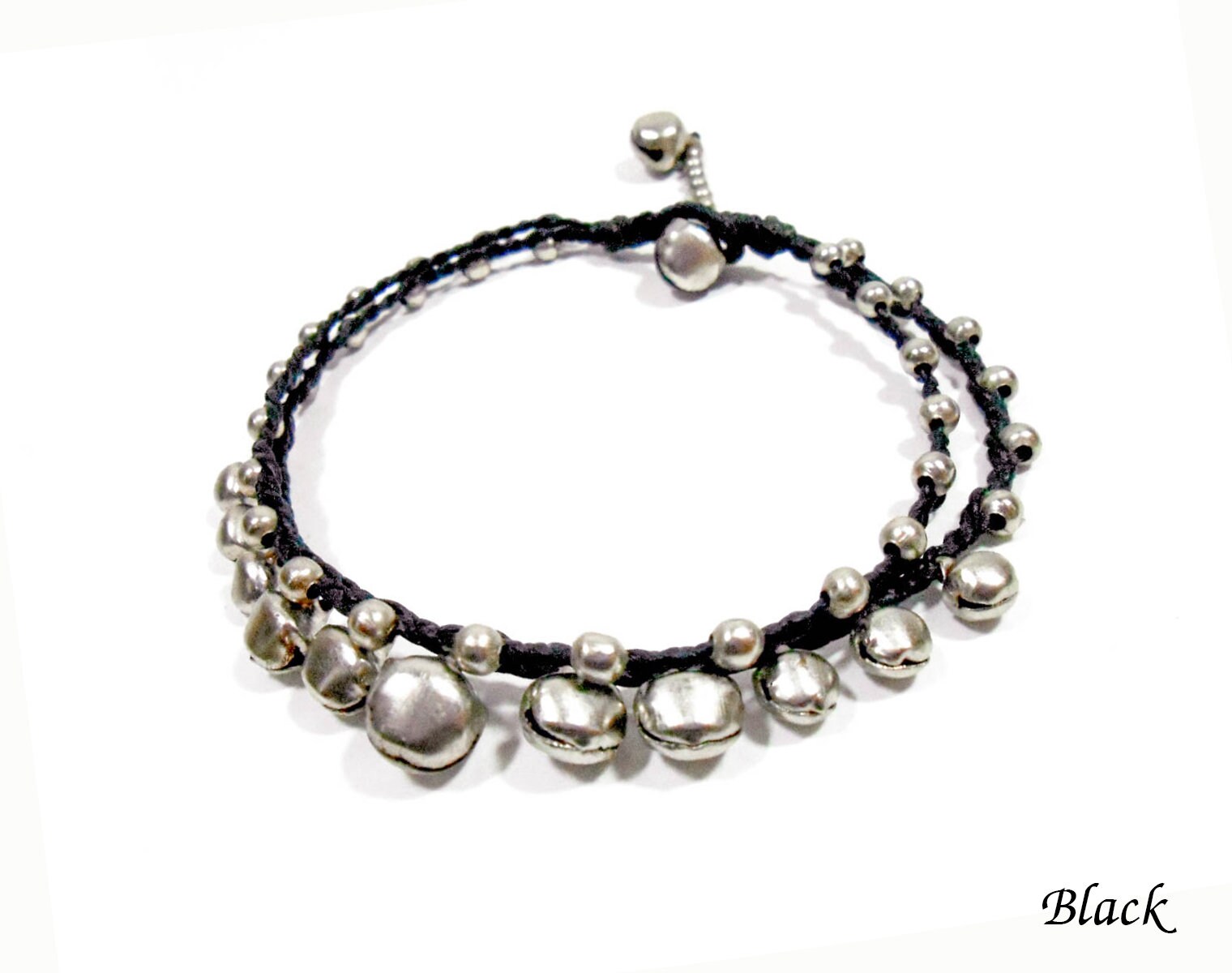 5 Colors Waxed Cotton Cord Anklet With Tiny Bells Nice for Ladies Who ...