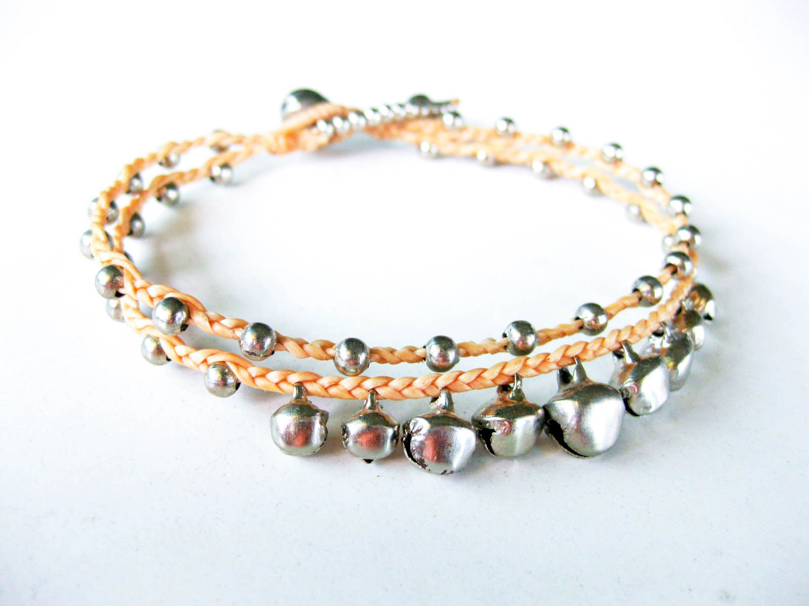 5 Colors Waxed Cotton Cord Anklet With Tiny Bells Nice for Ladies Who ...