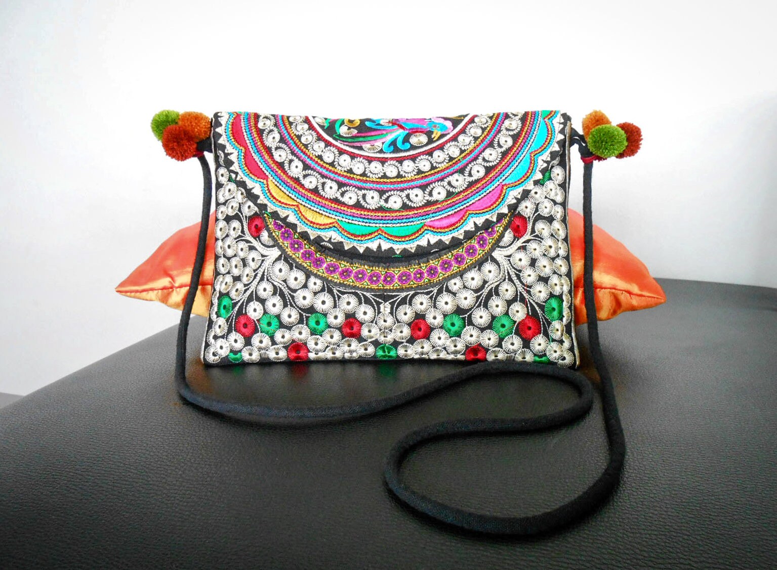 Handmade Cross-body Bag From Thailand. Slim Cross Body String Decorate ...