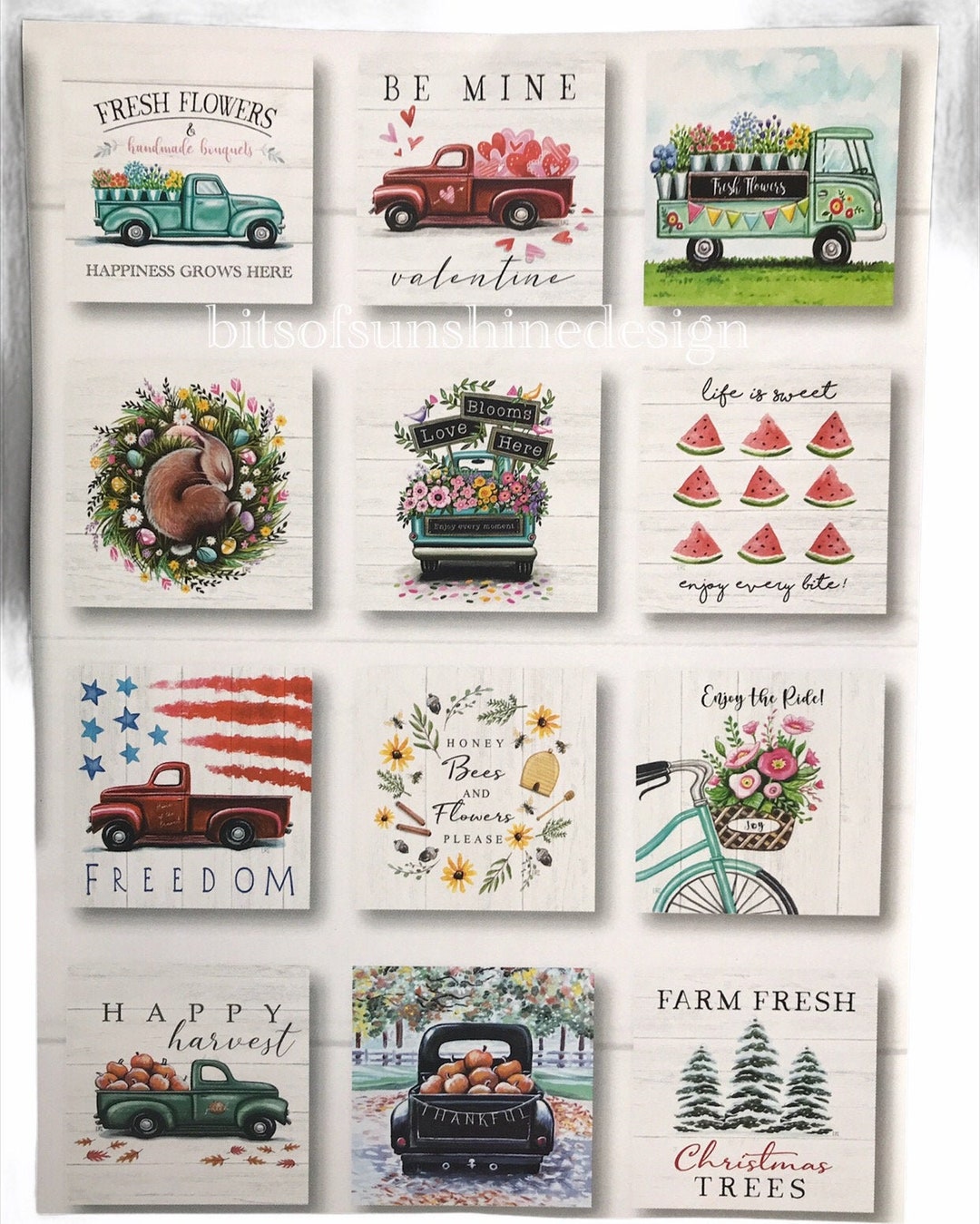 Farm Fresh - Red Truck - Blue Truck - MAGNETS - 2"x2" - Etsy
