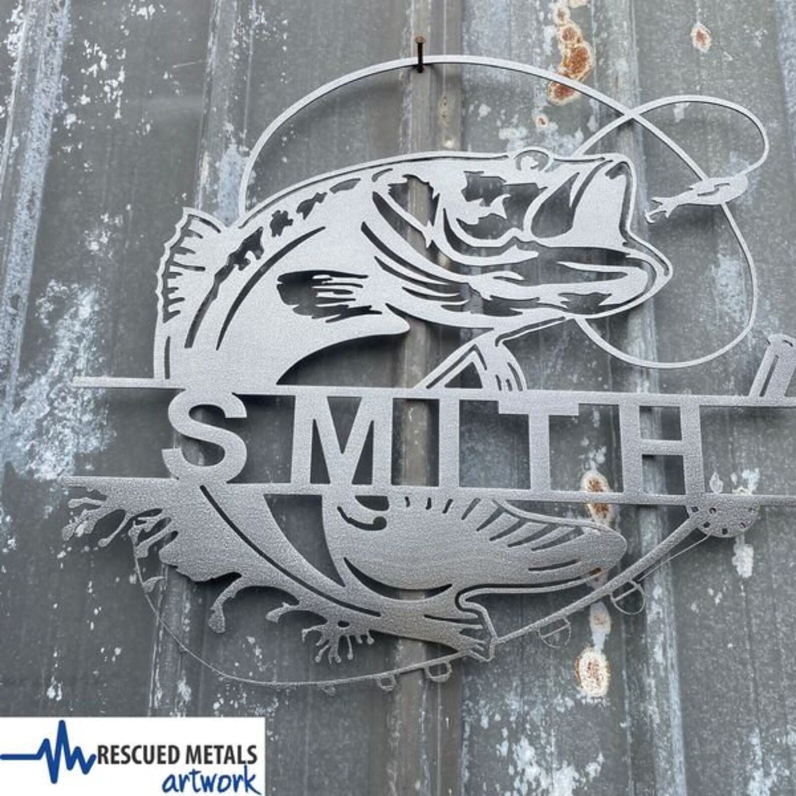 Fishing Bass Monogram Metal Wall Art Sign & Gift Decor - Etsy