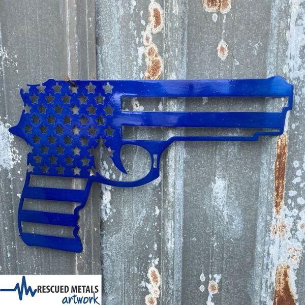 Pistol Gun Flag Metal Wall Art Sign & Gift Decor - Etsy