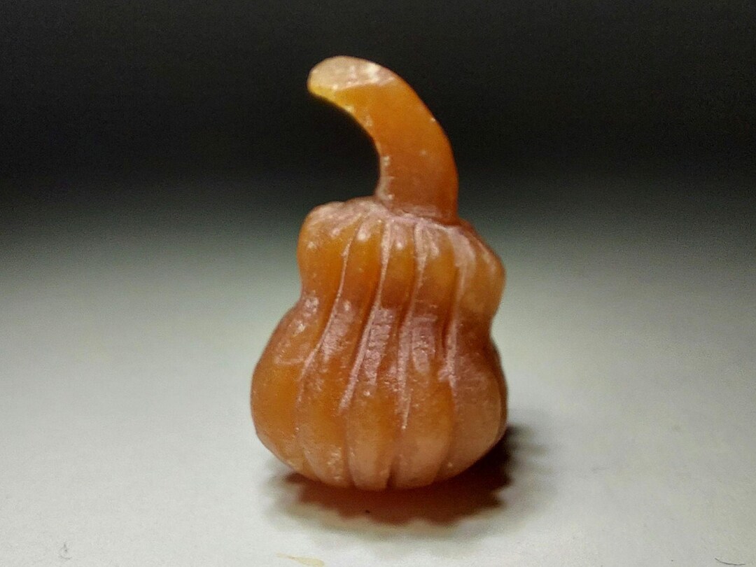 Stone Carved Miniature Butternut Pumpkin, Orange Calcite Crystal ...
