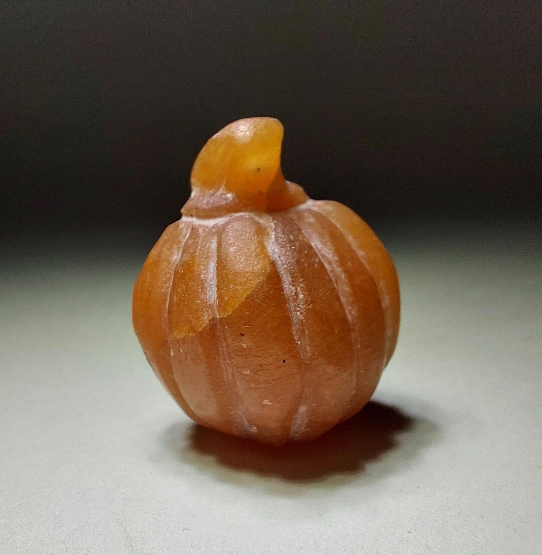 Stone Carved Miniature Peanut Pumpkin, Orange Calcite Crystal Peanut ...