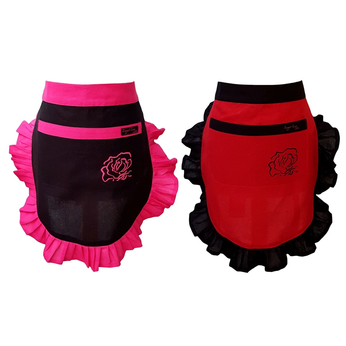 Flirty Frilled Half Apron Frilly Ladies Apron Red And Pink Etsy