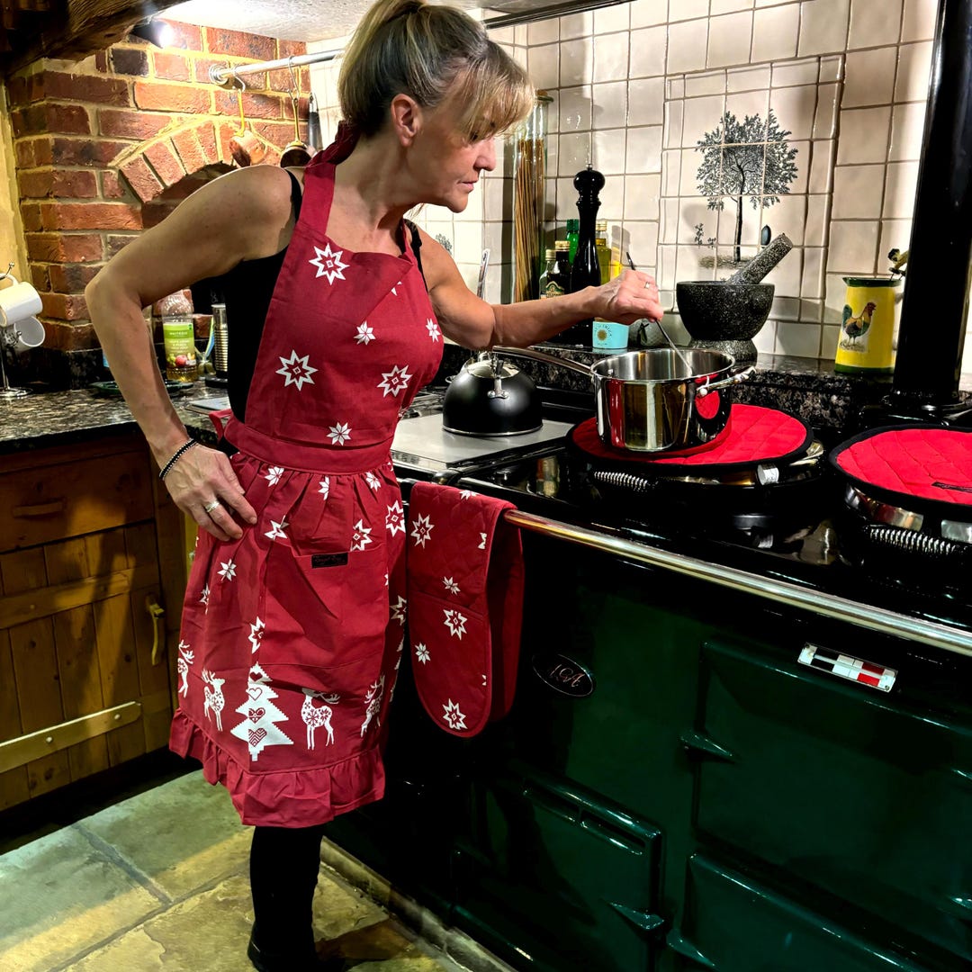 Christmas Apron for Women, Holiday Apron, Frilly Apron, Festive Apron ...