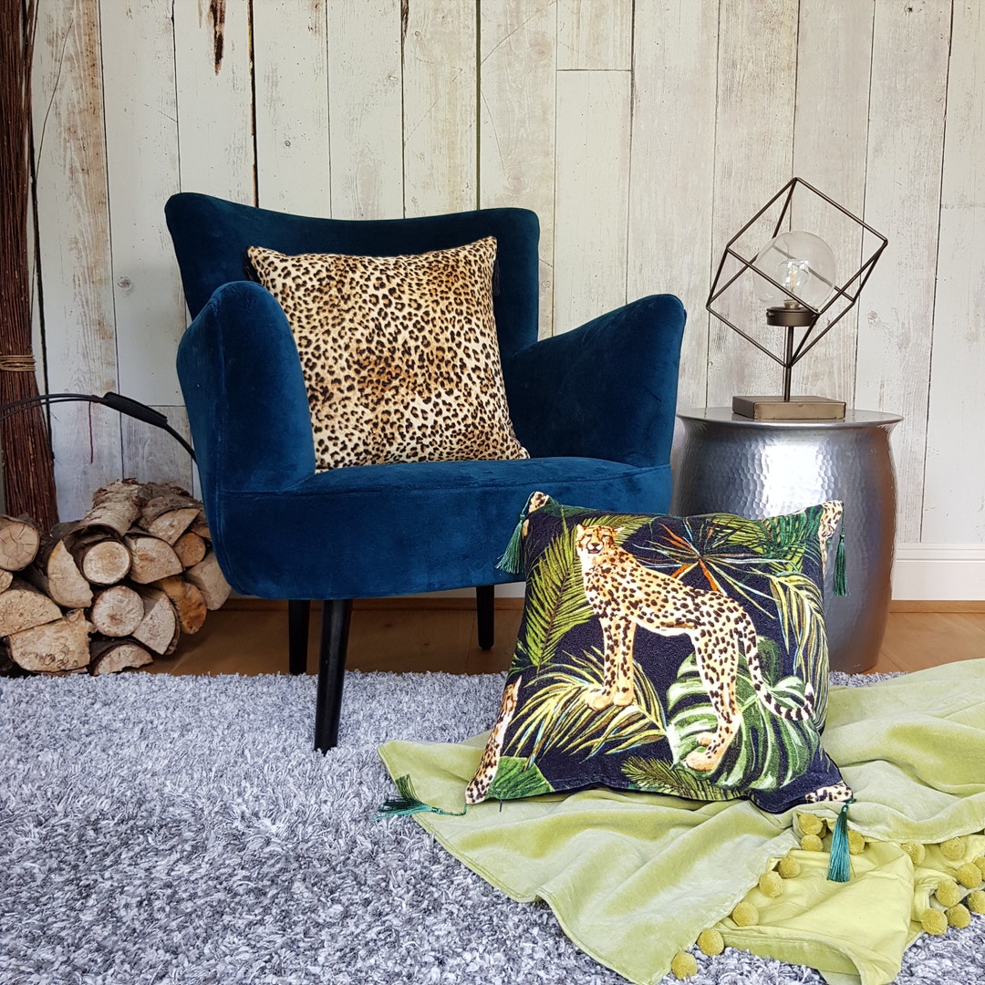 Jungle Print Velvet Cushion, Scatter Cushions, Cheetah Print, Velvet ...