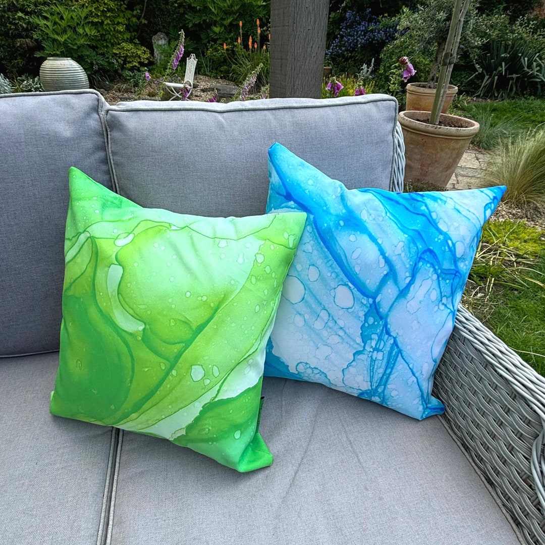 Marbled Print Garden Cushions, Waterproof Outdoor Patio Seat Cushions ...