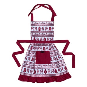 Cotton Christmas Apron, Holiday Apron, Cooking Aprons, Christmas Apron ...