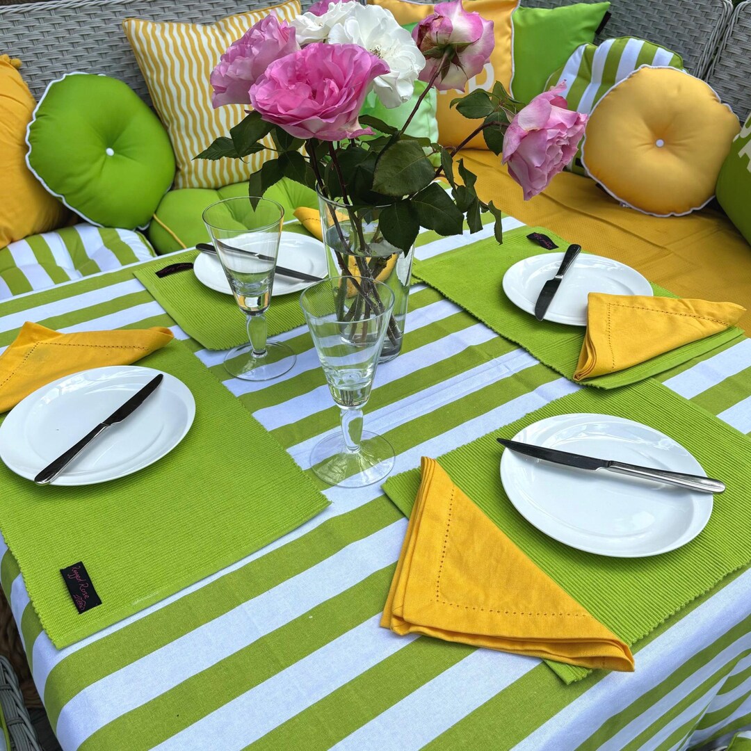 Green Place Mats, Pack of 4 Placemats, Set of 4 Tablemats, Ribbed Place ...